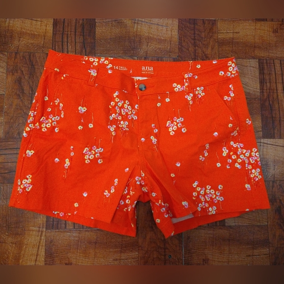 a.n.a | Shorts | Nwot Ana Orange Spring Boho Floral Twill Short Shorts ...